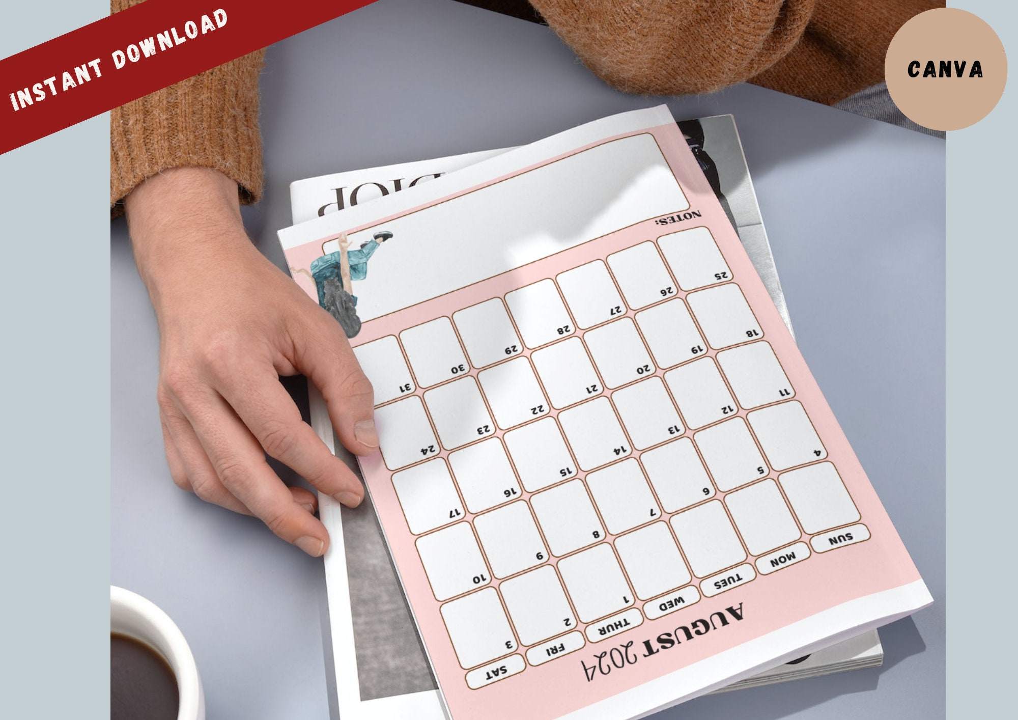 Editable Monthly Calendar 2024 Bundle, January-december, Customizable ...