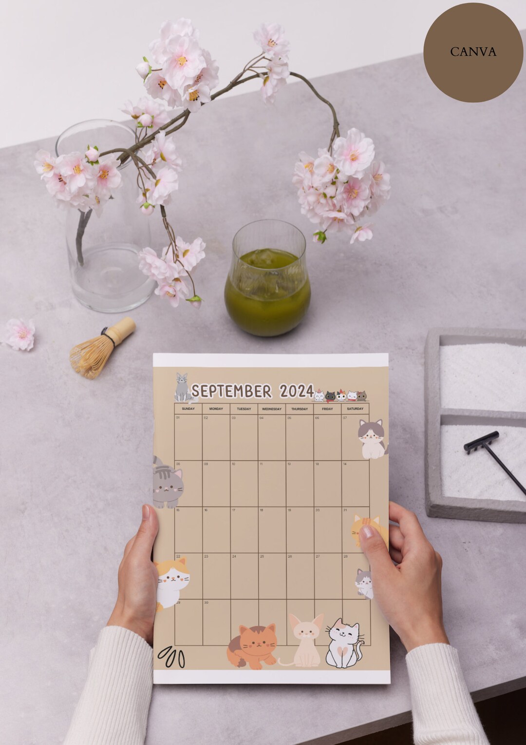 EDITABLE September 2024 Calendar, Cute & Simple Cats, Printable Kids ...