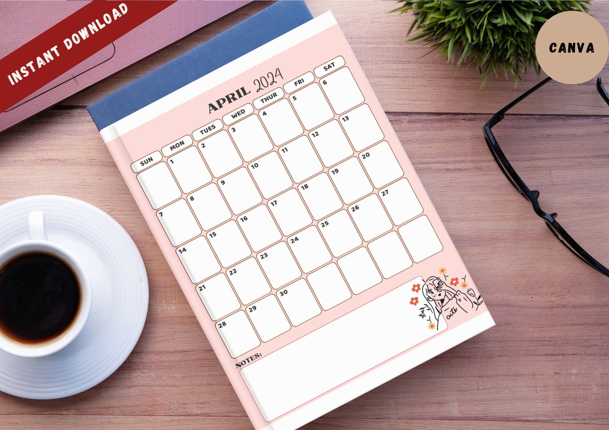 Editable Monthly Calendar 2024 Bundle, January-december, Customizable ...