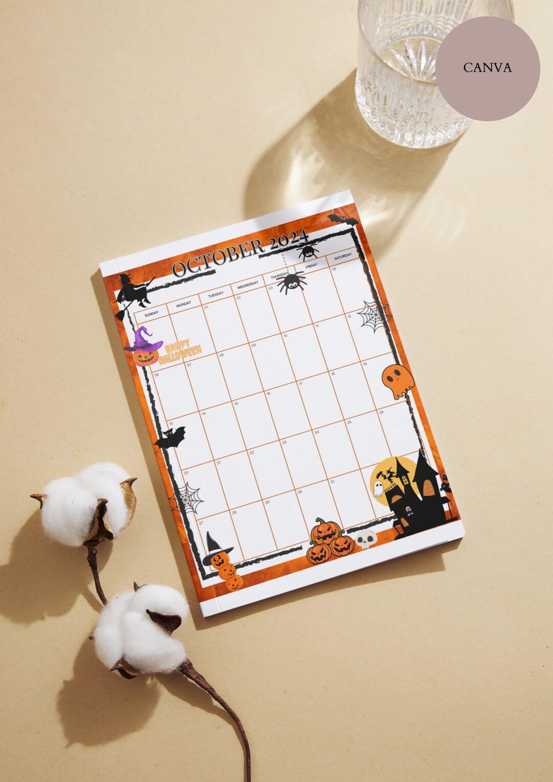 EDITABLE October 2024 Calendar, Printable Kids Calendar 2024, Halloween ...