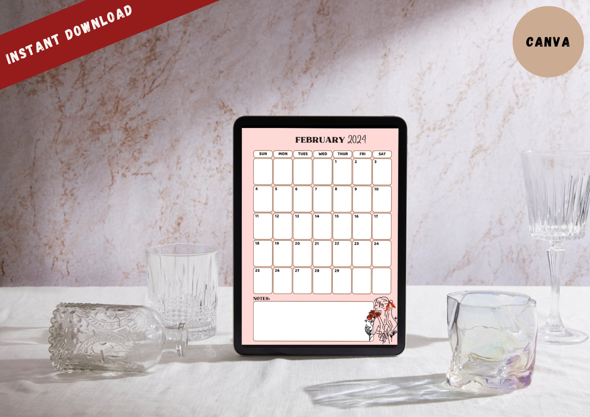 Editable Monthly Calendar 2024 Bundle, January-december, Customizable ...