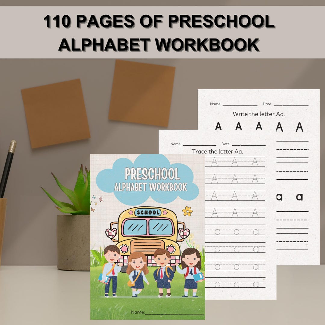 Preschool Alphabet Workbook, Tracing Practice, Pre-writing Worksheets ...