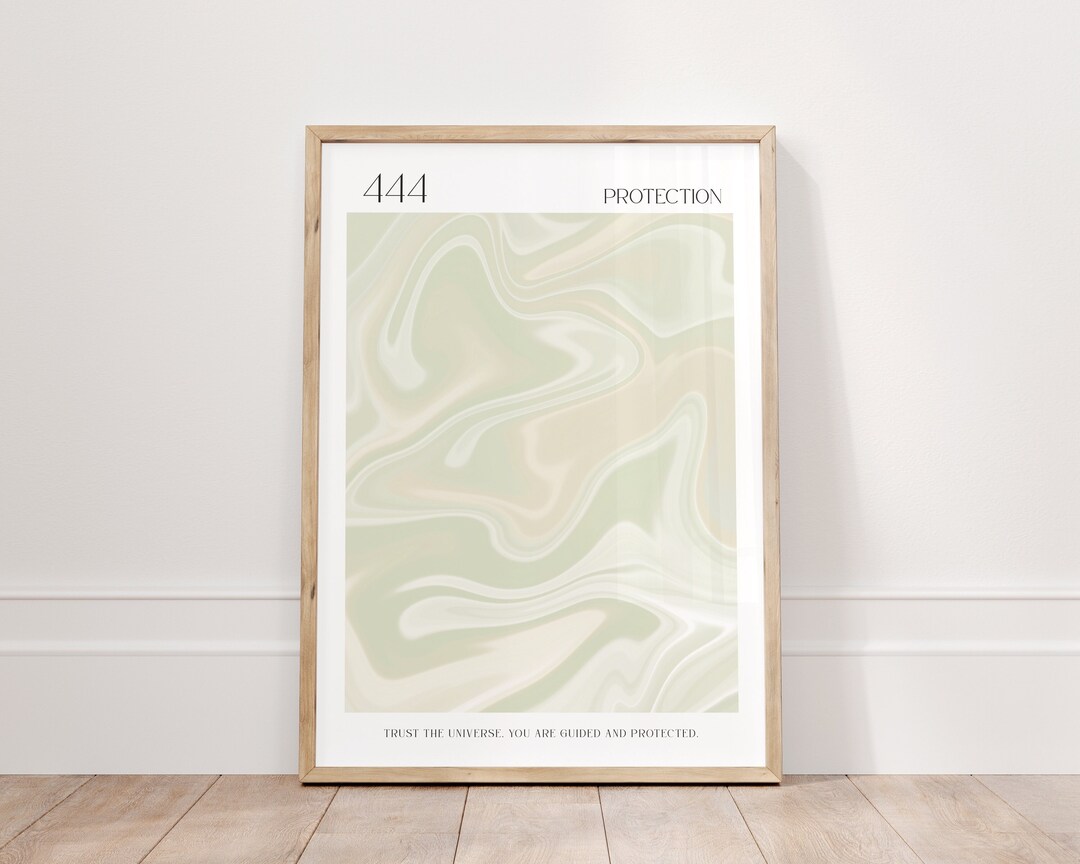 444 Angel Number Poster, Aura Poster, Sage Green Wall Art Printable ...