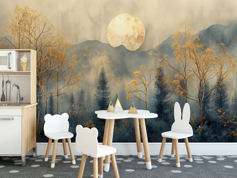 High-quality Winter Trees Peel and Stick Wallpaper | Abstract Forest ...