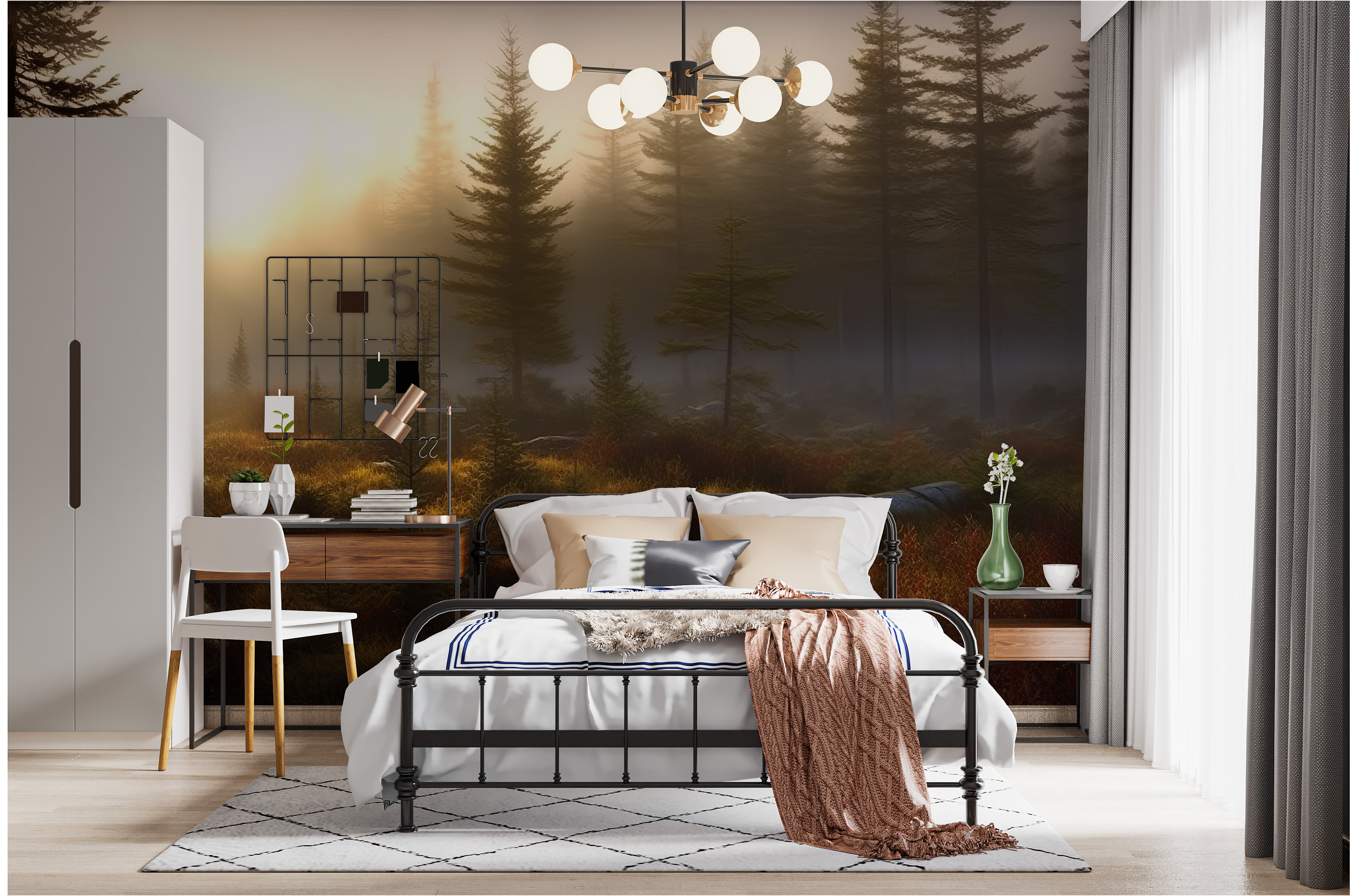 Misty Forest Fog Wall Mural Nature-inspired Peel and Stick - Etsy