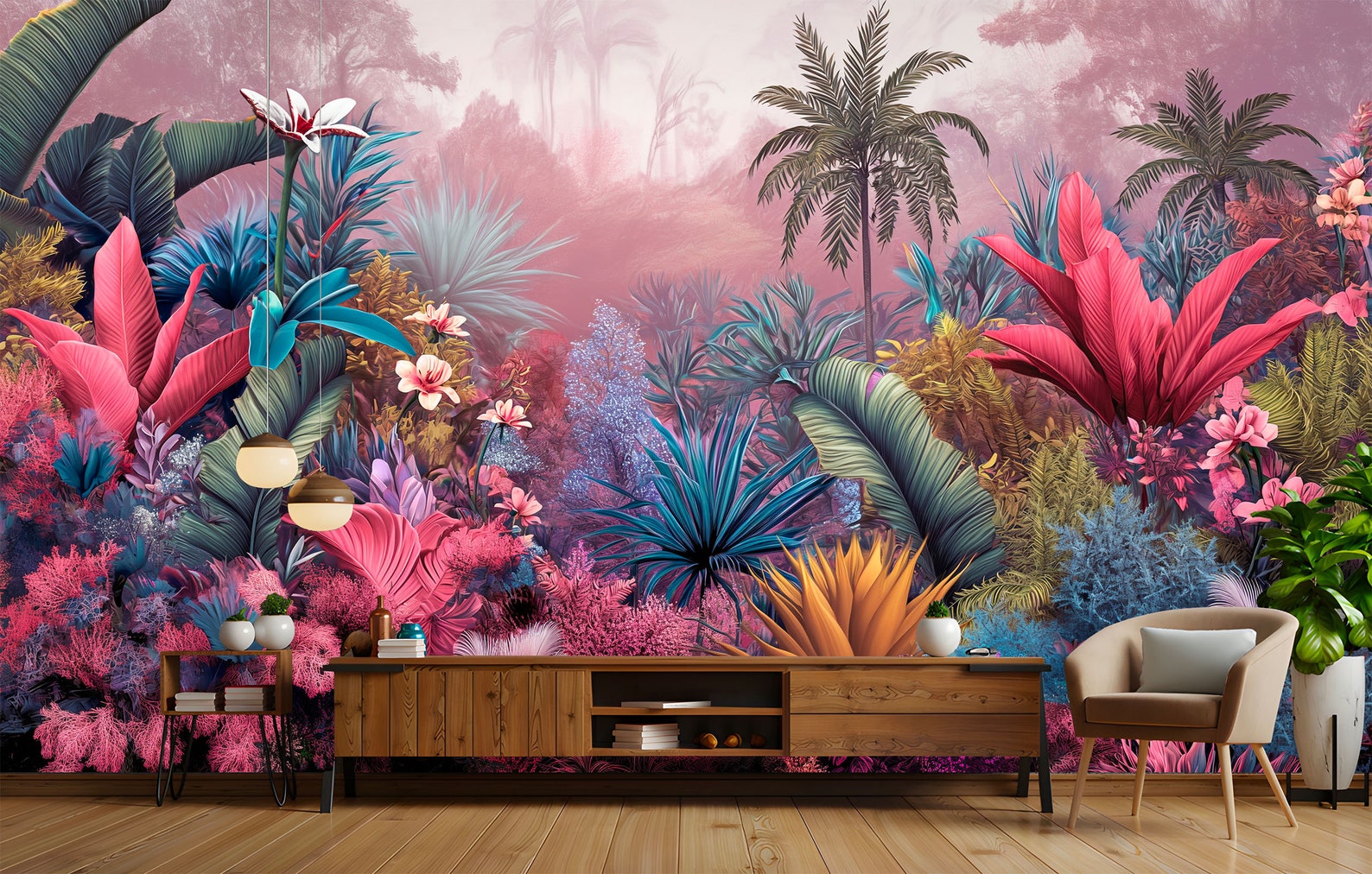 Stunning Greenery Watercolor Rainforest Wall Decal for Nursery – Lush ...