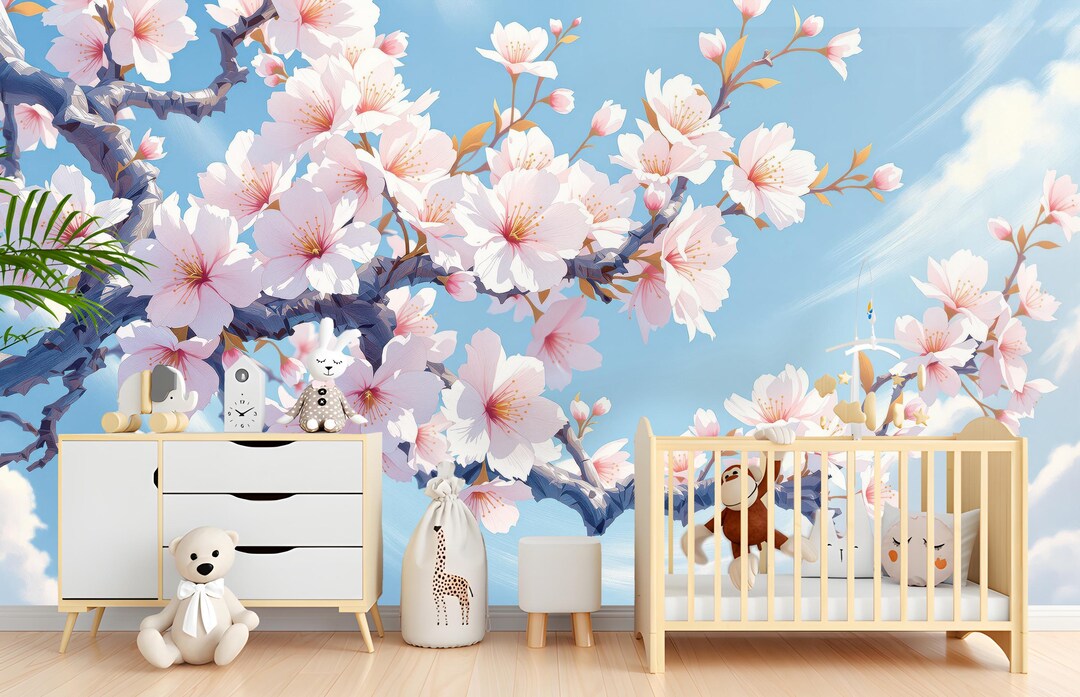 Cherry Blossom Peel and Stick Wallpaper – Renter-friendly Non-woven ...