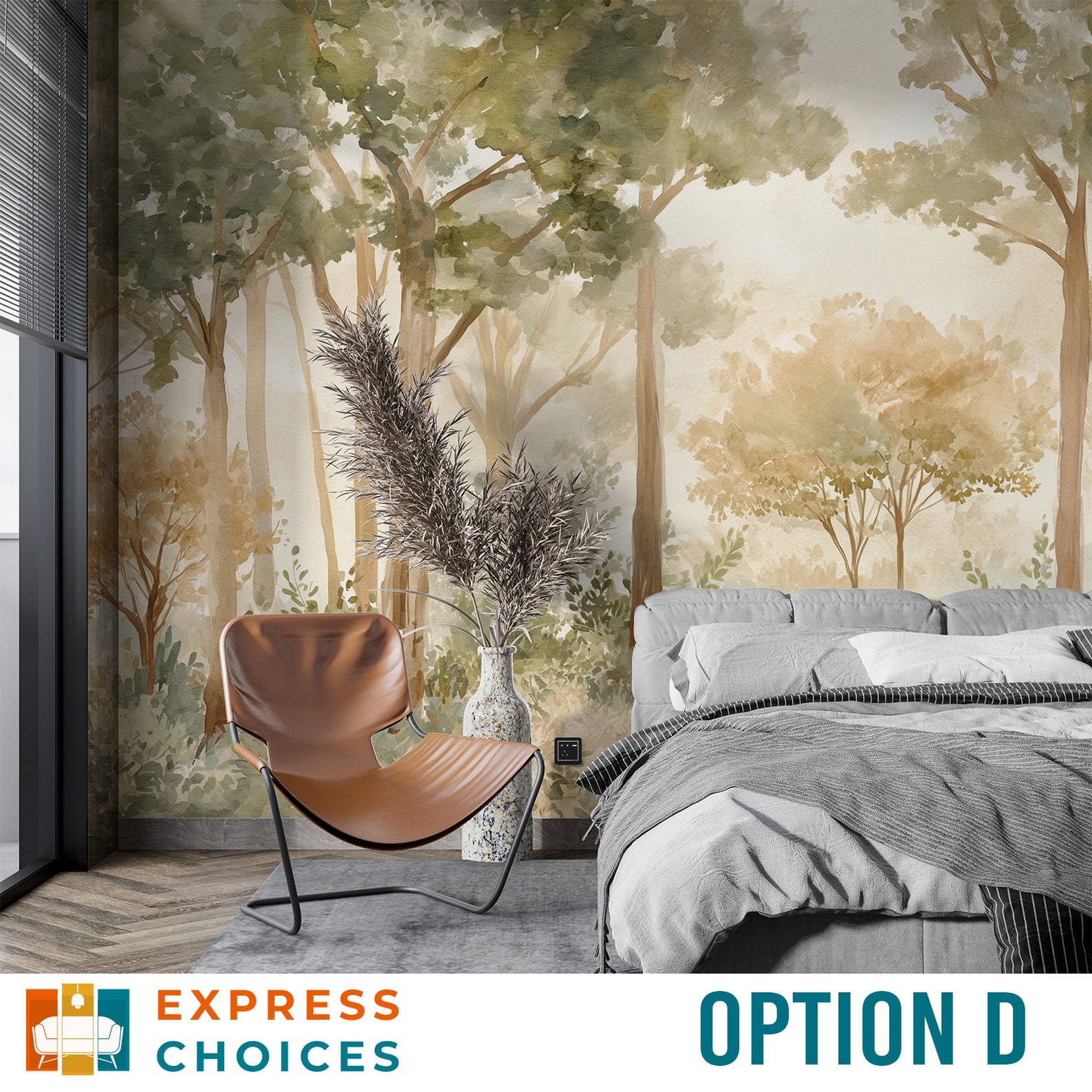 Kids Forest Wallpaper Watercolor Forest Landscape Wall Mural Nursery ...
