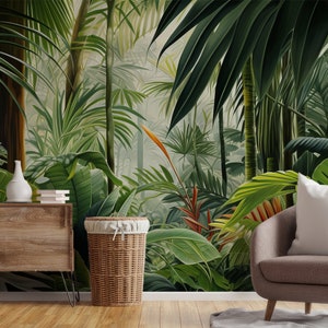 Rainforest Wallpaper Tropical Wall Mural Removable Tropical Forest Palm ...