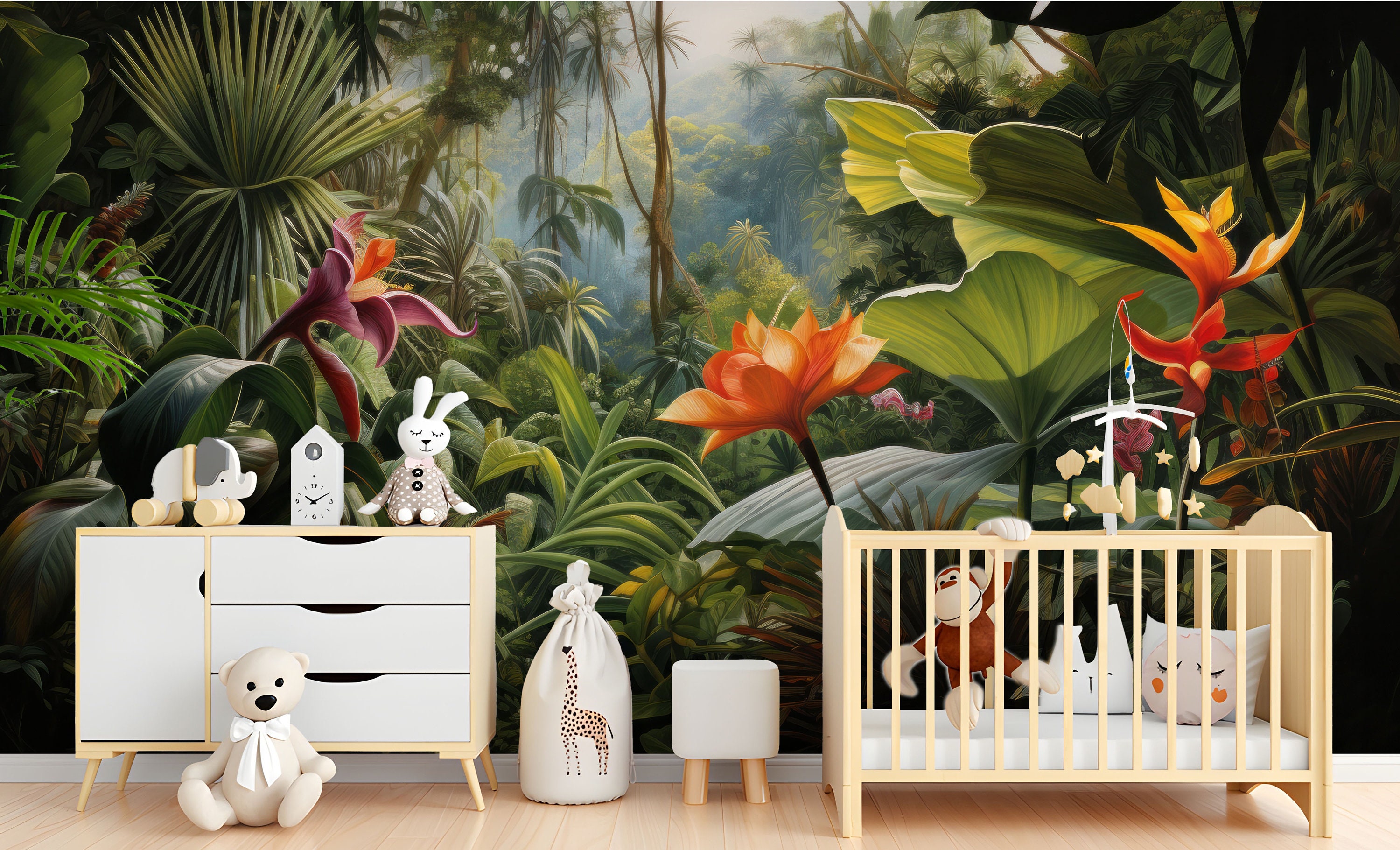 Misty Rainforest Wallpaper Peel and Stick Tropical Wallpaper Tropical ...