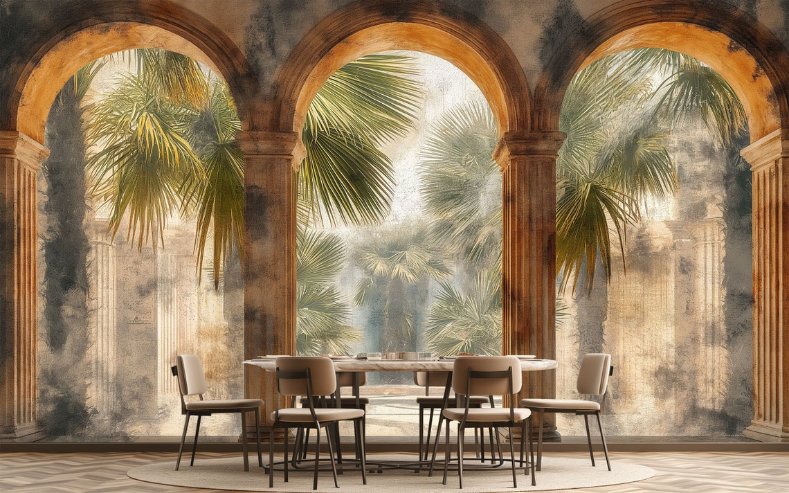 Self-adhesive Old Style Wallpaper Ancient Architectural Structure ...