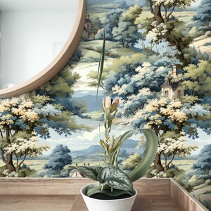 Timeless Charm French Toile Illustration Peel & Stick Mural Vintage ...