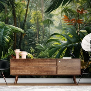 Rainforest Wallpaper Jungle Wallpaper Tropical Wall Mural Green Flowers ...