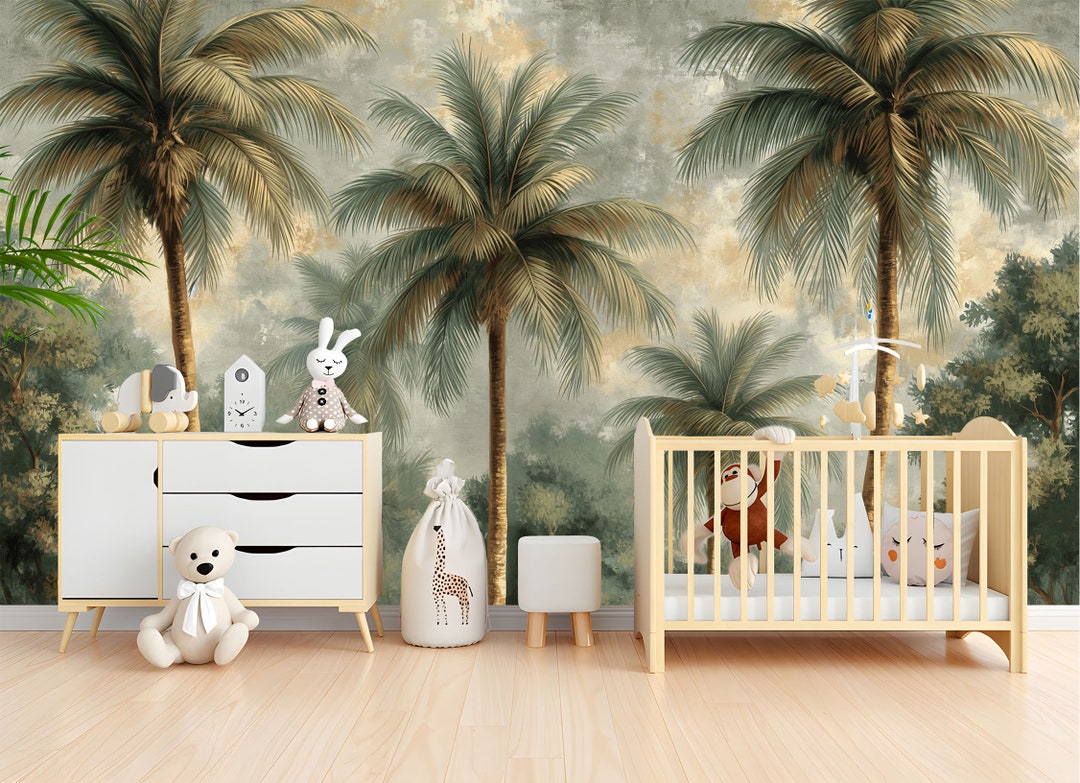 Beach Nursery Peel & Stick Wallpaper for Baby's Tropical Paradise, DIY ...