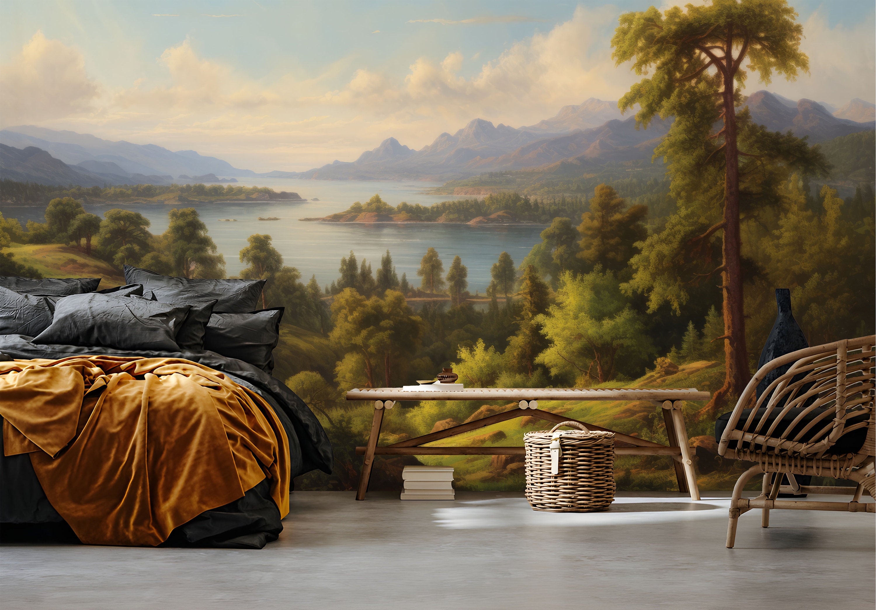 Timeless Tranquility Scenic Wall Mural - Vintage Landscape, Nursery ...