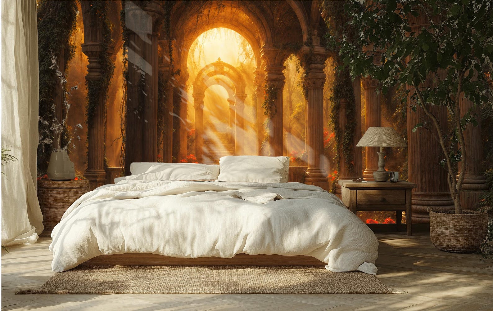 Golden Ruins Wallpaper - Majestic Architectural Mural, Romantic Old ...