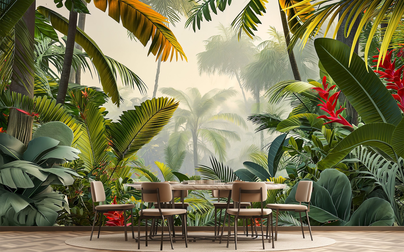 Palm Tree Wallpaper for Tropical Living Room Decor Mural Peel and Stick ...