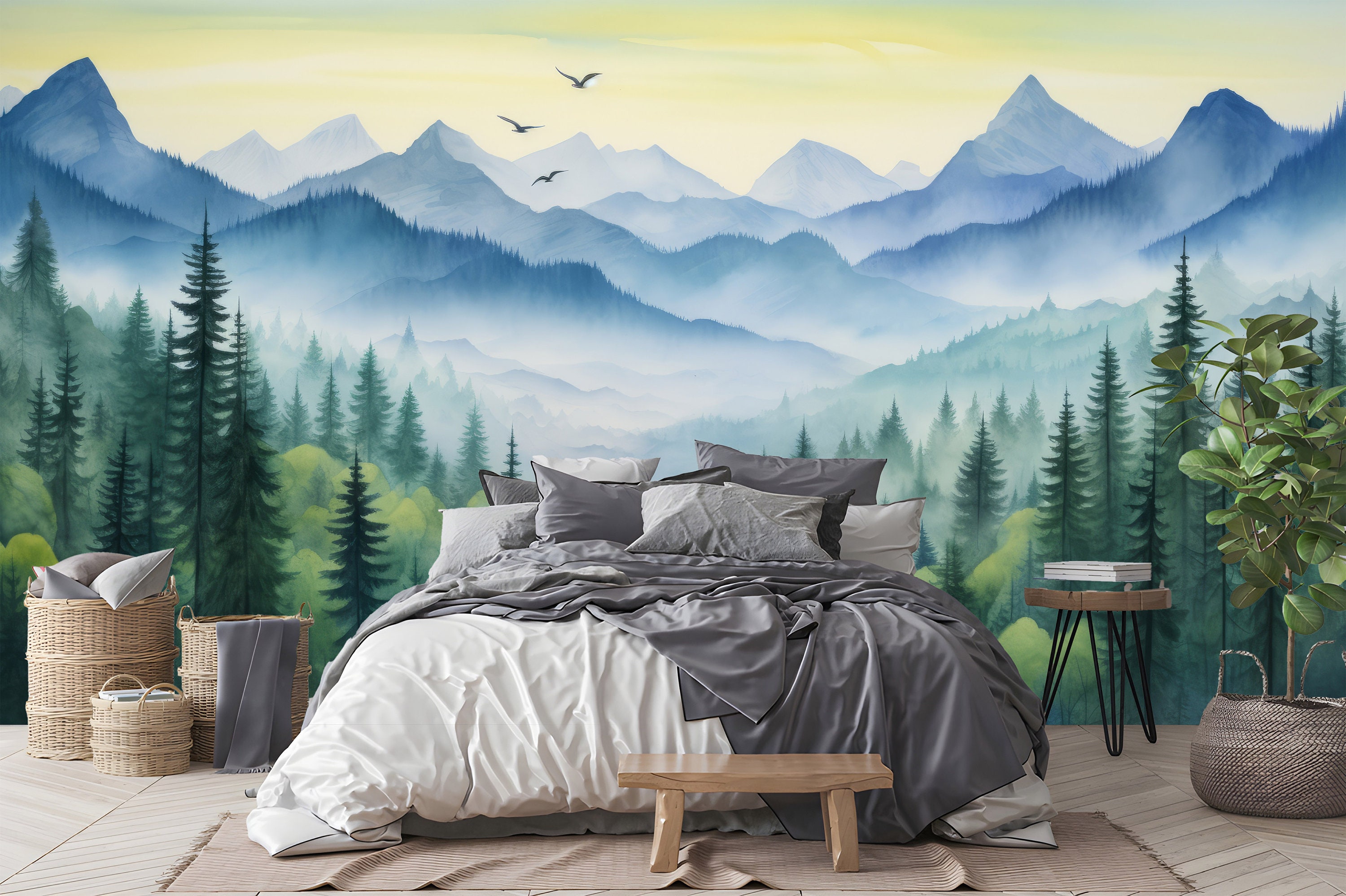 Self Adhesive Pine Tree Wallpaper Nursery Décor Woodland - Etsy