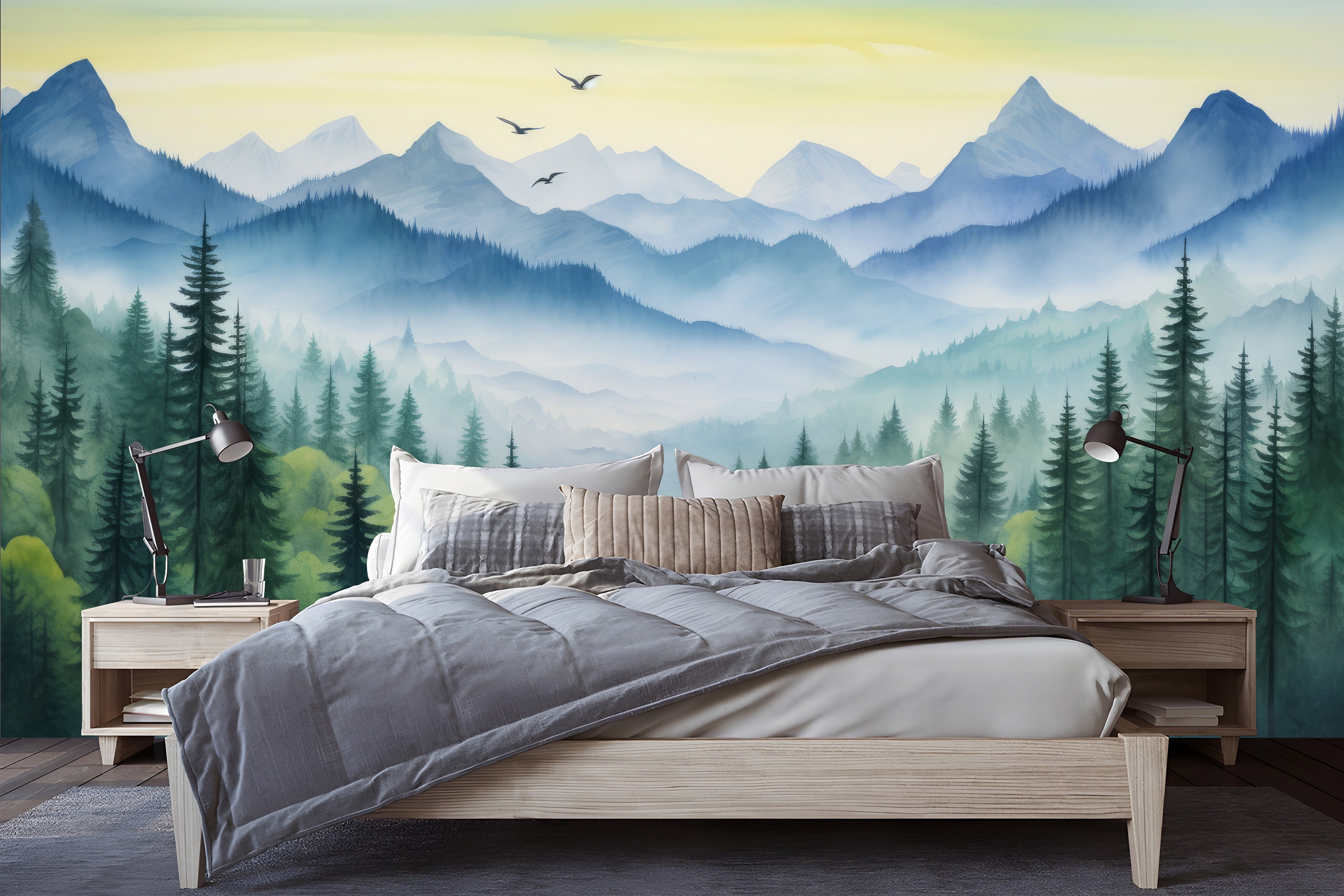 Self Adhesive Pine Tree Wallpaper Nursery Décor Woodland - Etsy