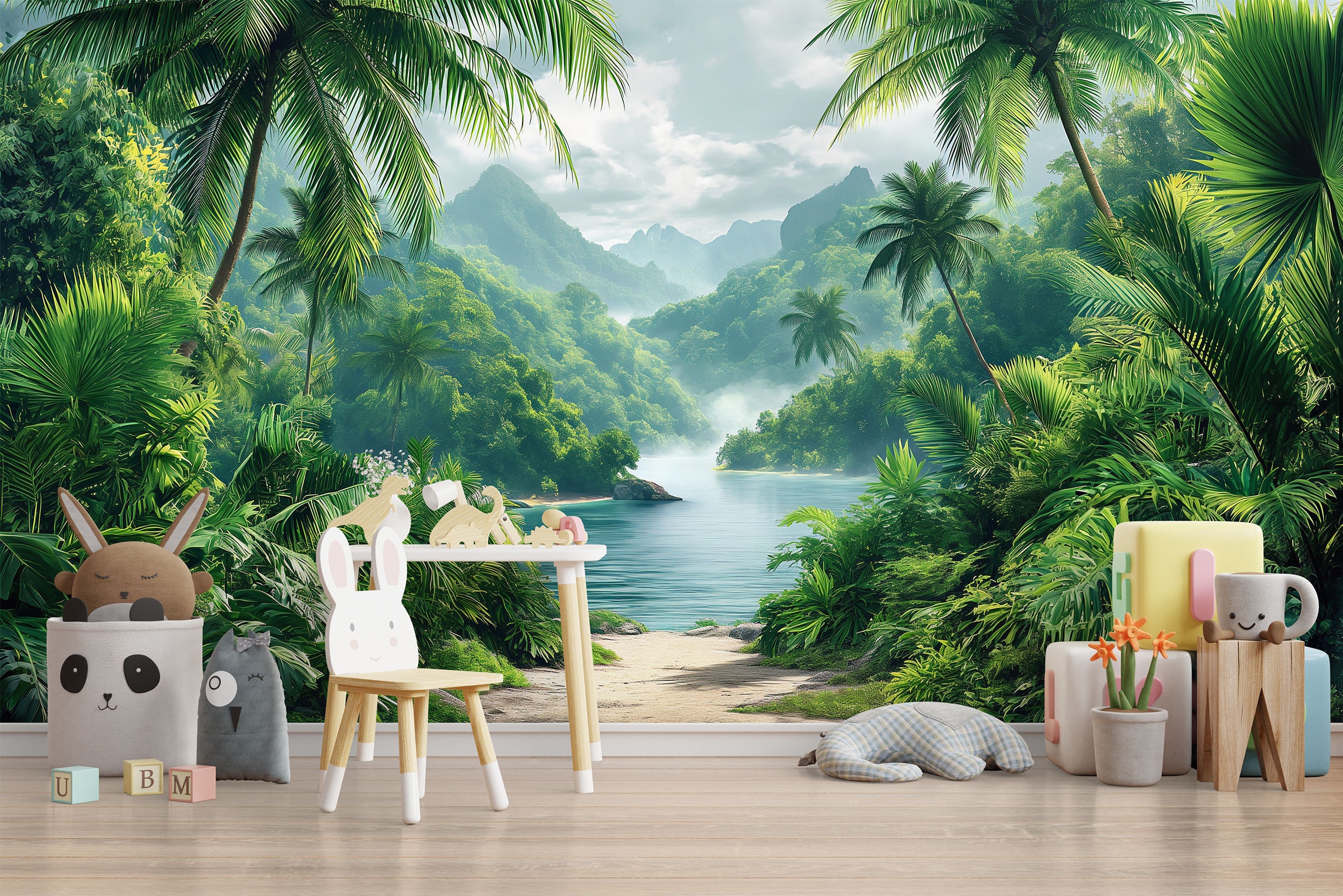 Rainforest Trees Wall Mural Peel and Stick Tropical Forest Wallpaper ...