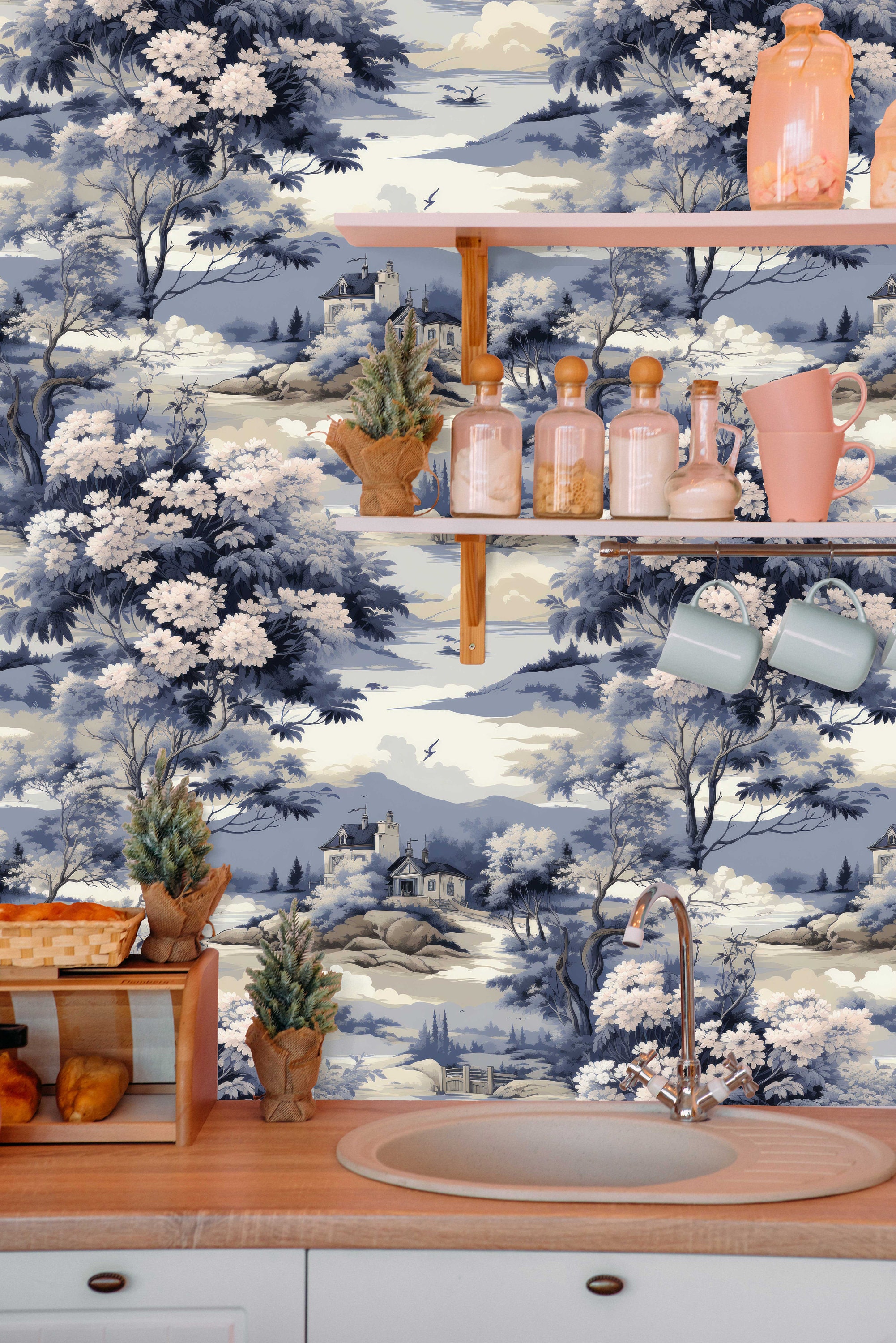 Toile Tales Captivating French Toile Illustration Removable - Etsy