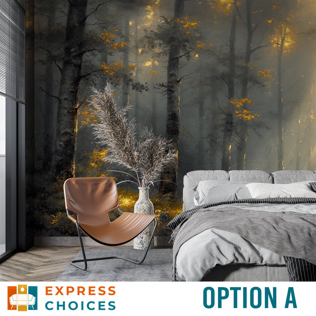 Woodland Misty Forest Landscape Wall Mural | Peel and Stick Self ...