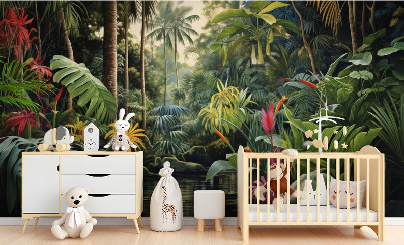 Soft Rainforest Wallpaper Peel and Stick Banana Trees and Exotic ...