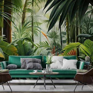 Rainforest Wallpaper Tropical Wall Mural Removable Tropical Forest Palm ...