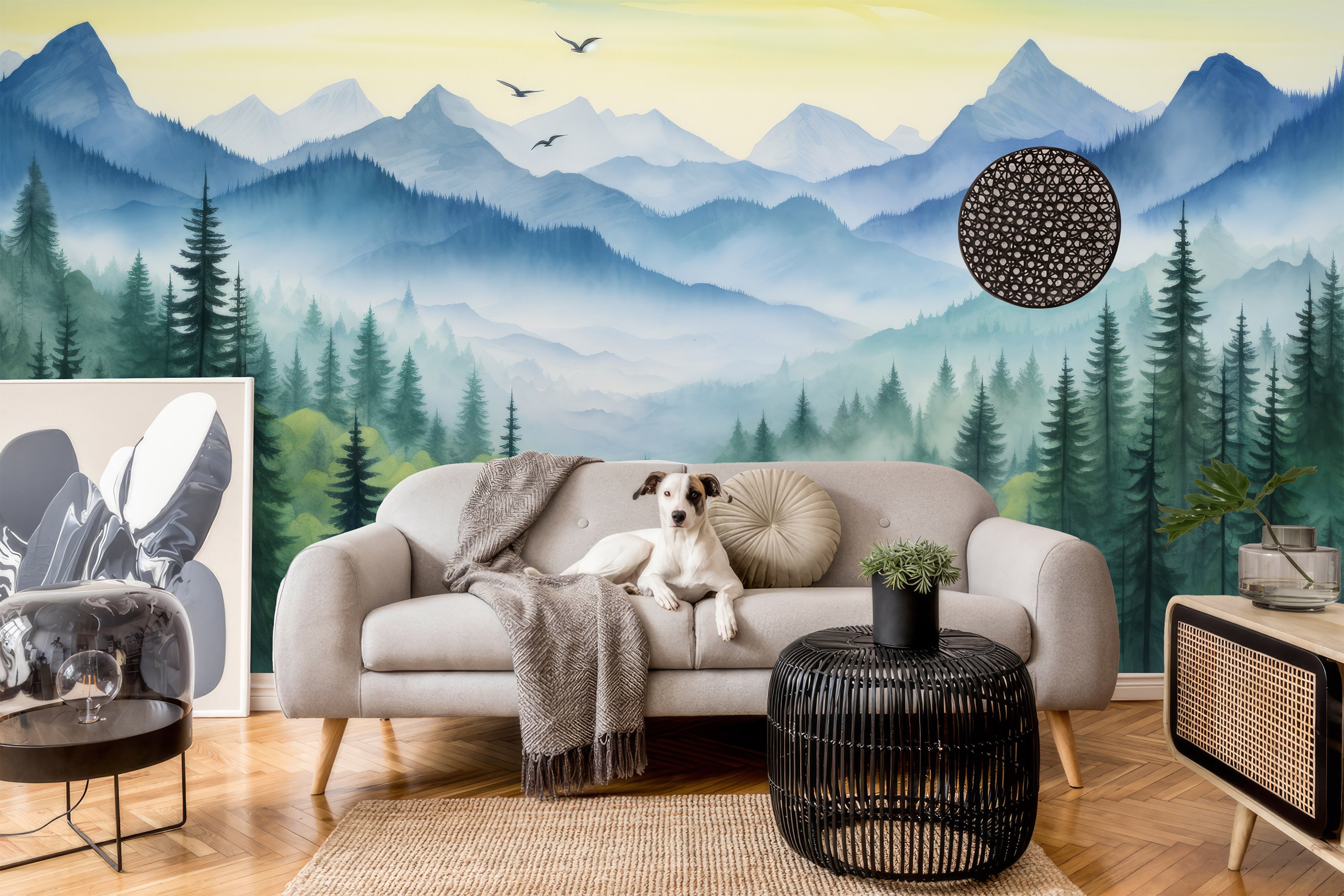 Self Adhesive Pine Tree Wallpaper, Nursery Décor, Woodland Wall Mural ...