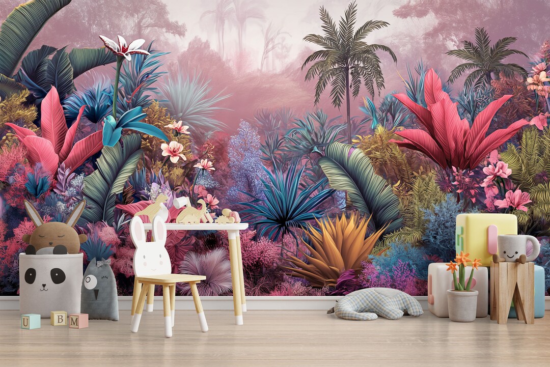 Stunning Greenery Watercolor Rainforest Wall Decal for Nursery – Lush ...