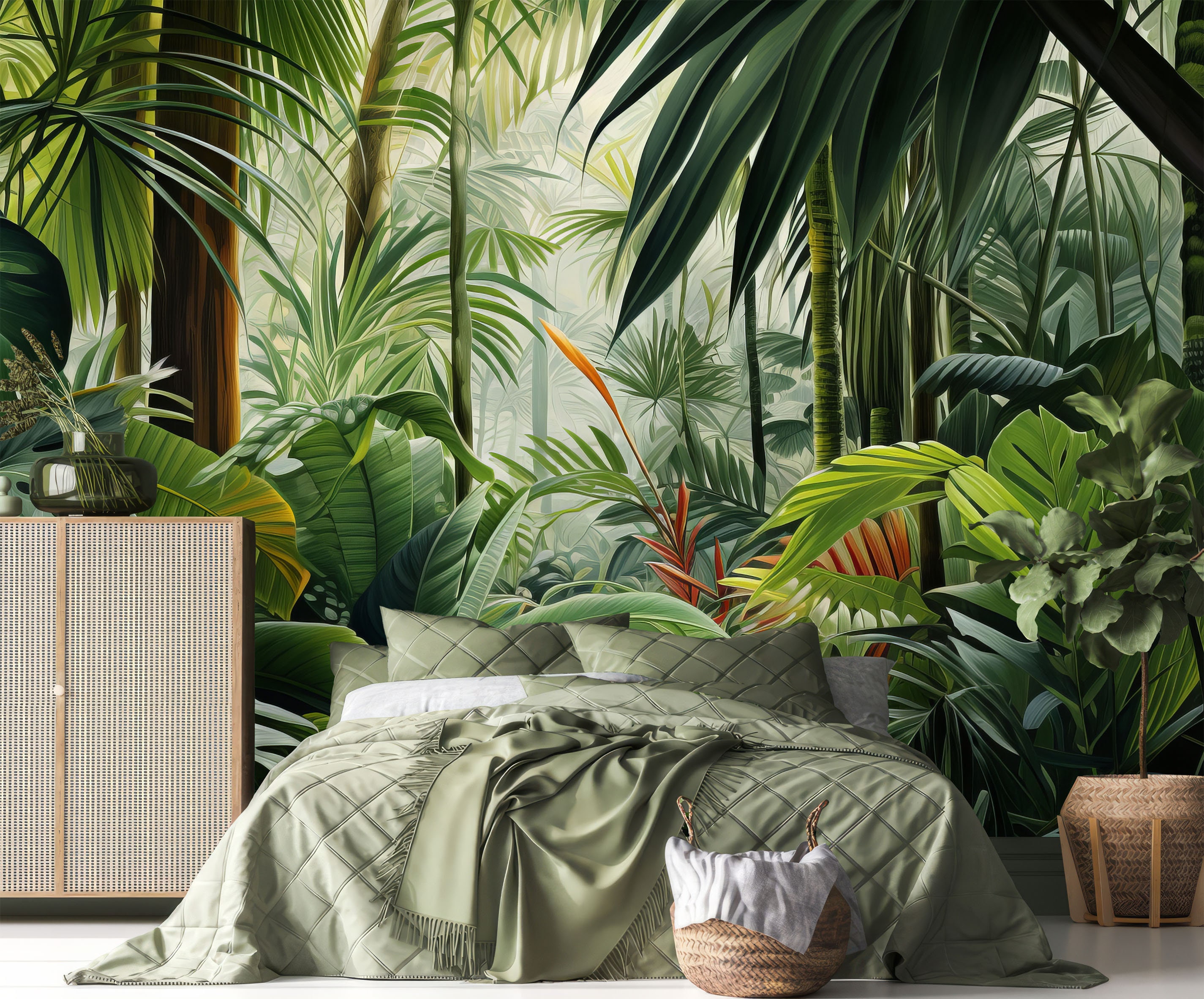 Rainforest Wallpaper Tropical Wall Mural Removable Tropical Forest Palm ...