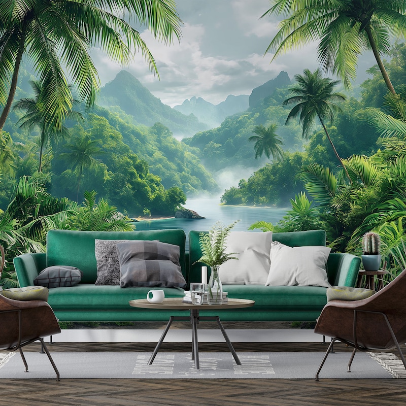 Tropical Mural Wallpaper - Etsy