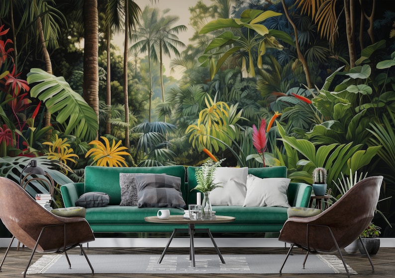 Soft Rainforest Wallpaper Peel and Stick Banana Trees and Exotic ...