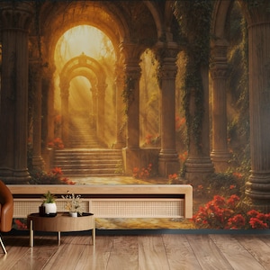 Golden Ruins Wallpaper - Majestic Architectural Mural, Romantic Old ...
