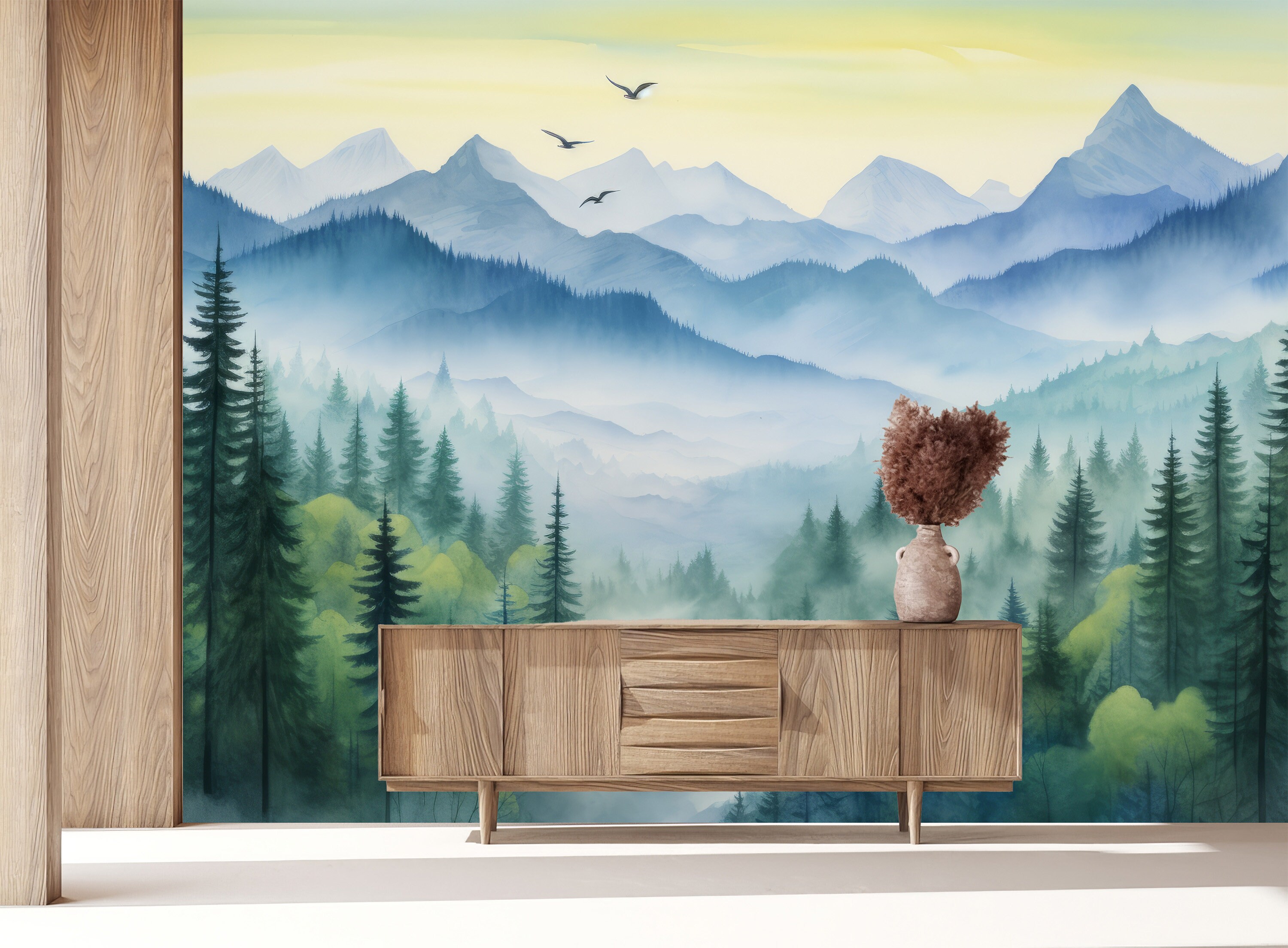 Self Adhesive Pine Tree Wallpaper Nursery Décor Woodland - Etsy