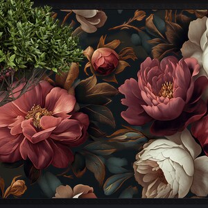 Boho Style Floral Wall Decor Peel and Stick Watercolor, Dark Flora Wall ...