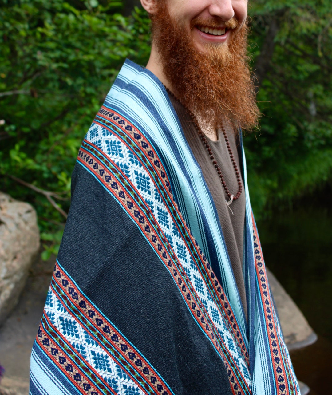 Authentic Peruvian Shawl Deep Gray/blue - Etsy