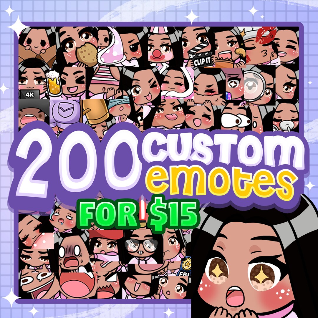 200x Black Hair Emotes, Custom Emojis for Twitch and Discord Brown Eyes ...