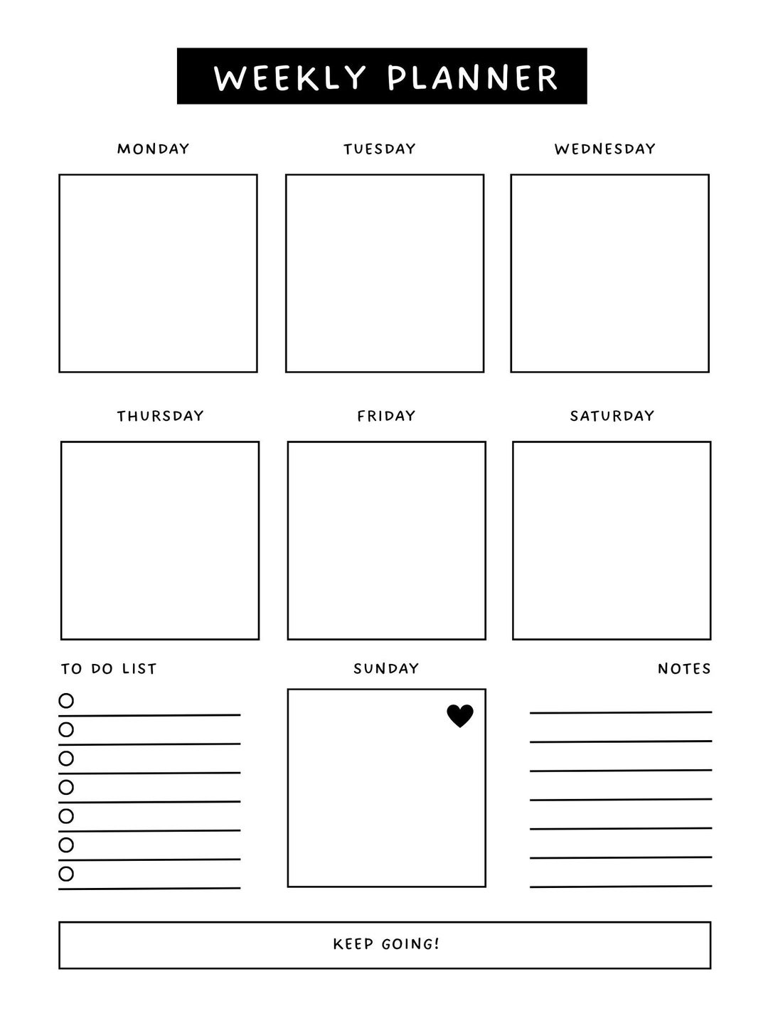 Printable One Page Weekly Planner 5 X 7 - Etsy