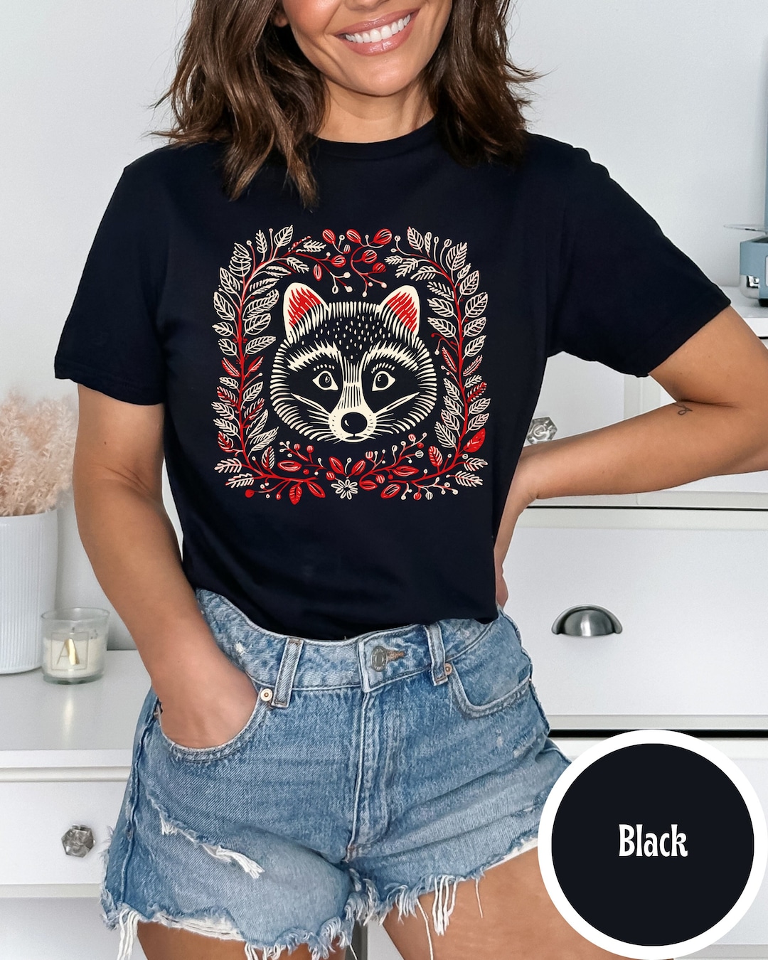Raccoon Shirt Lino Print Raccoon Shirt Raccoon Tshirt Nordic - Etsy