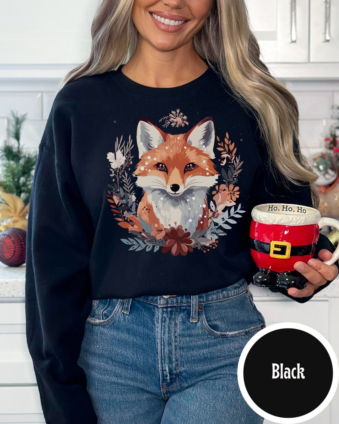 Fennec Fox Forestcore Fox Sweatshirt Winter Fox Forest Sweatshirt Fox ...