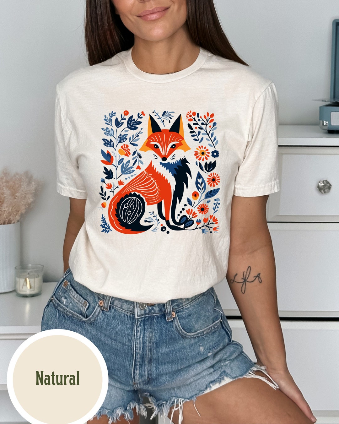 Fennec Fox Folk Art Shirt Forestcore Cottage Core Shirt Nordic ...