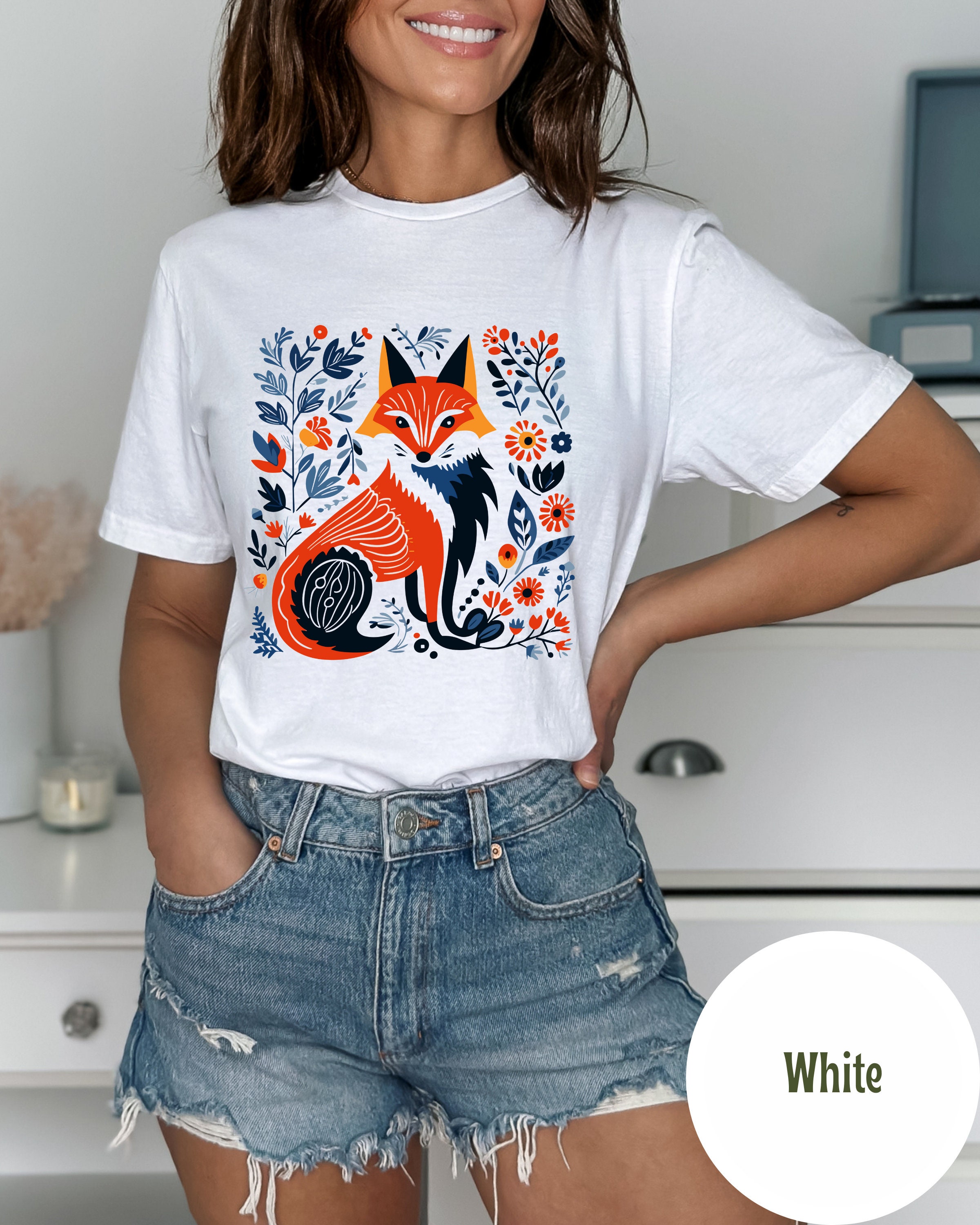 Fennec Fox Folk Art Shirt Forestcore Cottage Core Shirt Nordic ...