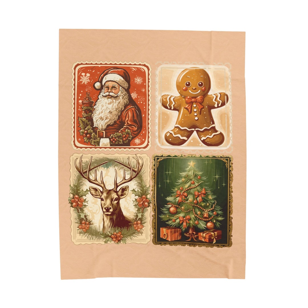 Vintage Christmas Throw Blanket Gingerbread Cookies Plush Blanket ...