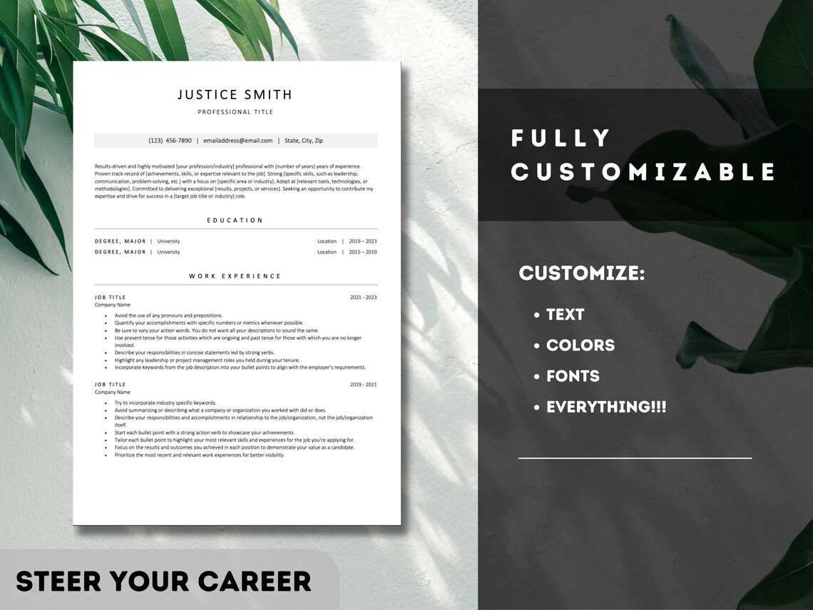 Modern Ats-friendly Resume Template for Microsoft Word | Pages | Google ...