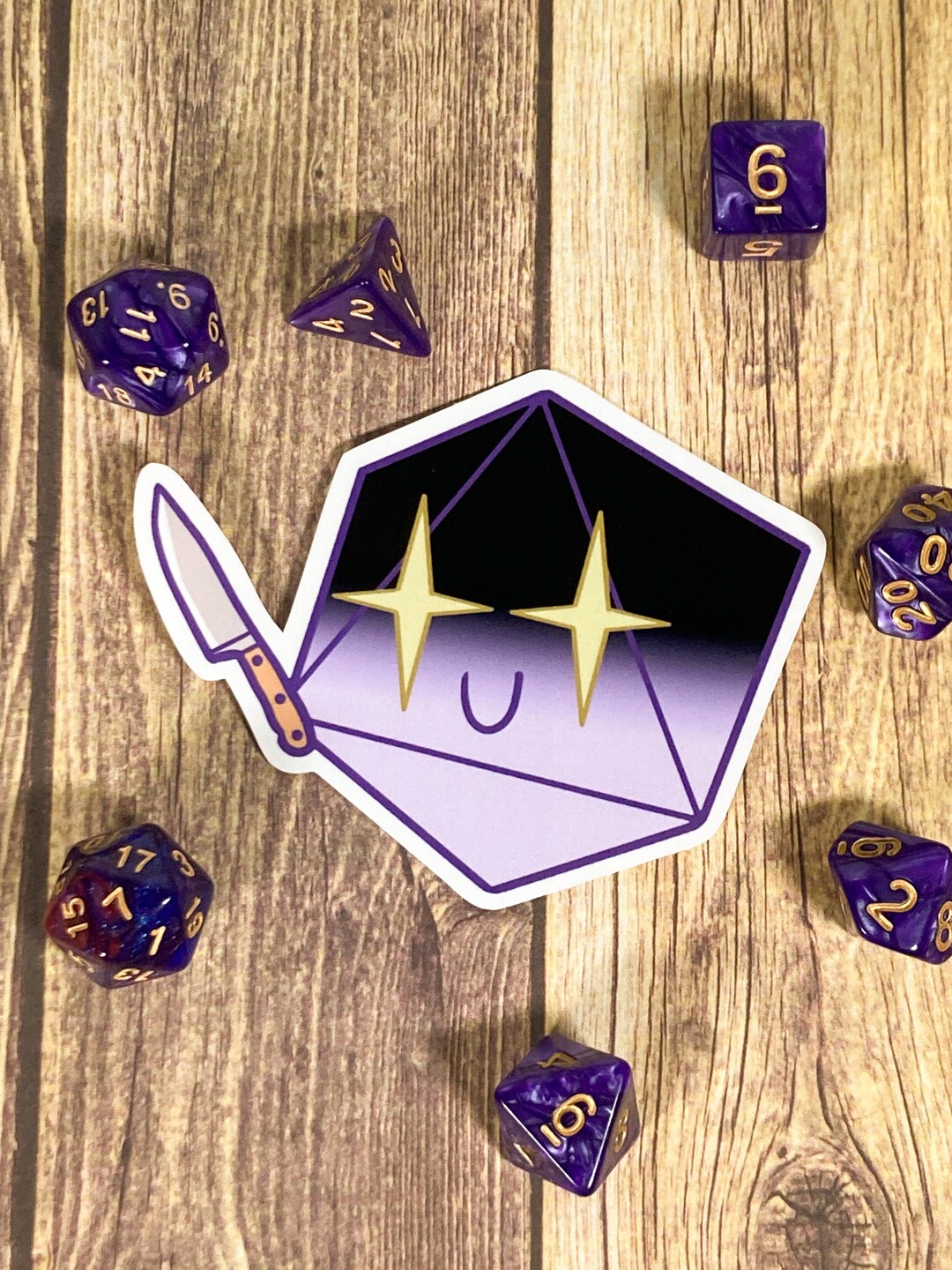 Stabby Dice Sticker: Cute Dnd Sticker Dnd Gift Laptop - Etsy