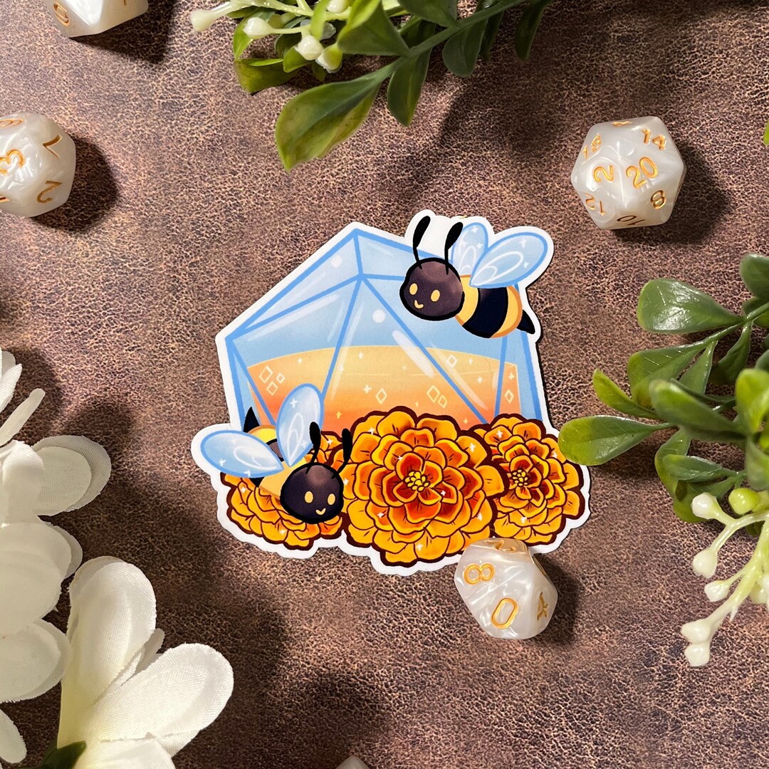 Bee and Marigold Dice Sticker: Cute Dnd Sticker, Dnd Gift, Laptop ...