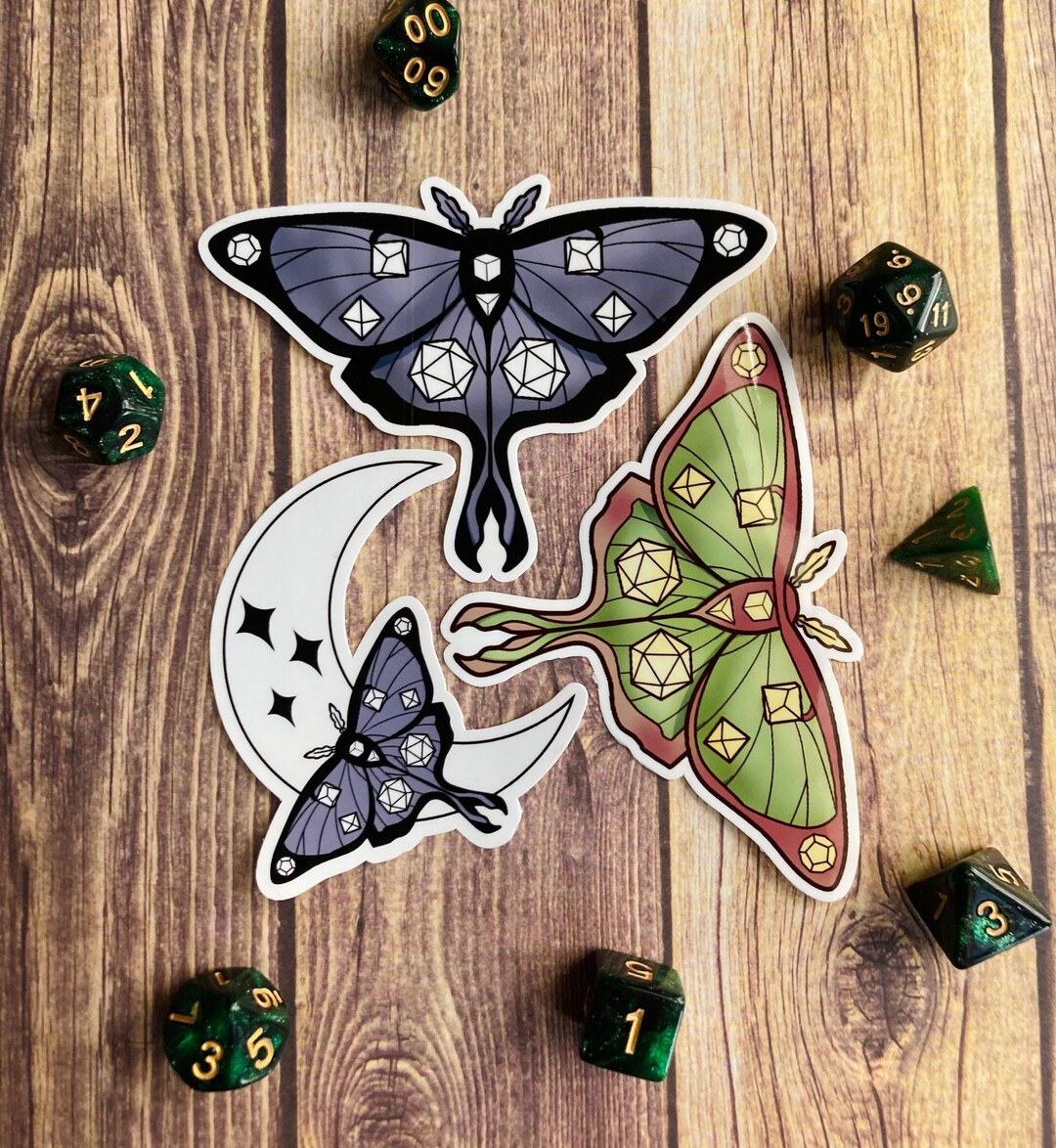 Moth and Dice Sticker: Cute Dnd Sticker, Dnd Gift, Laptop Sticker ...