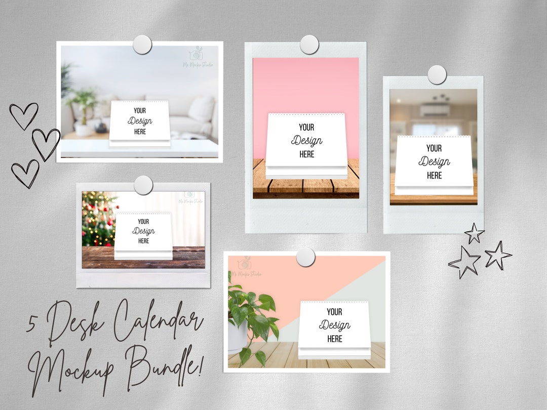 Desk Calendar Mockup Bundle | Desk Calendar | Desk Accessories | Canva ...