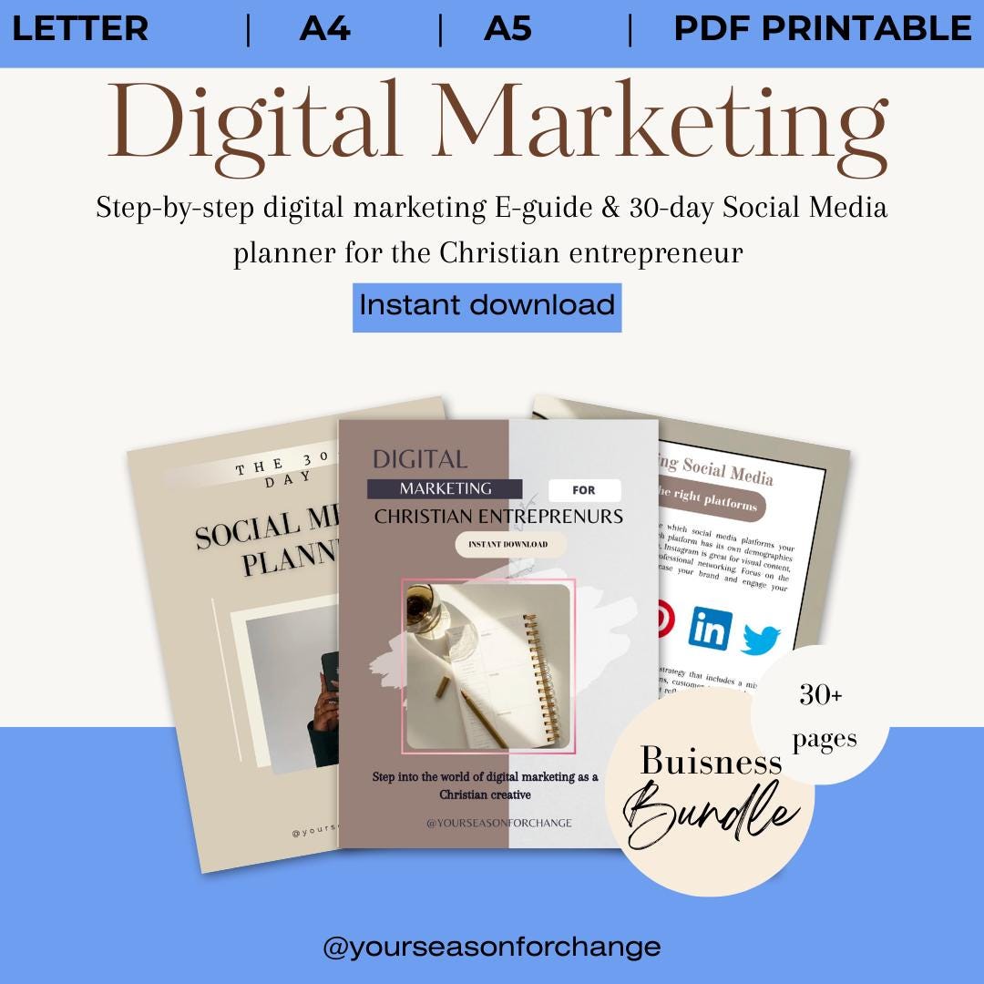 Digital Marketing Bundle With Social Media Planner, Printable E-guide ...